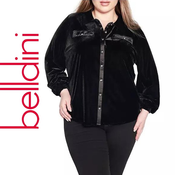 Belldini | Tops | Belldini Black Label Velvet Buttonfront Top | Poshmark